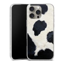 DeinDesign iPhone 16 Pro Max Handy Silikon H&uuml;lle Case transparent Handyh&uuml;lle Animal Look Animal Print Cow Skin Silikon Case