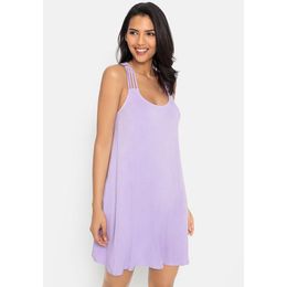 Lascana Strandkleid violett Gr. 34 für Damen. Mit Rundhals. Figurumspielend. Nachhaltig.