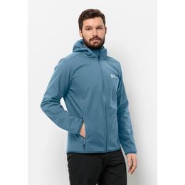 Softshelljacke Jack Wolfskin "BORNBERG HOODY M" Gr. XL (54/56), blau (nature, blue) Herren Jacken