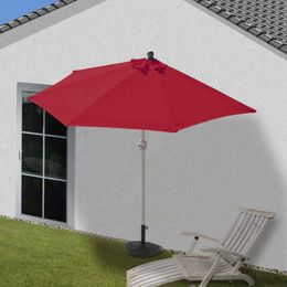 MCW Sonnenschirm halbrund Lorca, Halbschirm Balkonschirm, UV 50+ Polyester/Alu 3kg ~ 300cm bordeaux mit St&auml;nder