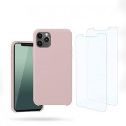 Hülle iPhone 11Pro Max und 2 schutzfolien - Silikon - Rosa