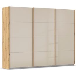 Schwebetürenschrank Rauch "Kleiderschrank Schrank Garderobe AGORDO mit Glasfront" Schränke Gr. B/H/T: 271 cm x 210 cm x 62 cm, 3 St., beige (eiche artisan, glas champagner) durchdachte Innenausstattung, in 4 Breiten und 2 Höhen MADE IN GERMANY