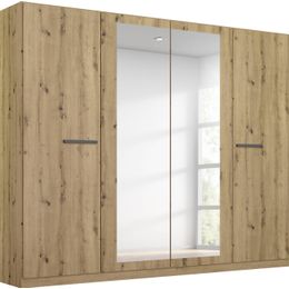 Drehtürenschrank Rauch "Kleiderschrank Schrank Garderobe Garderobenschrank Stauraumwunder MODI" Schränke Gr. B/H/T: 226 cm x 210 cm x 54 cm, Mit Spiegel, braun (eiche artisan) inkl. Stoff-Organizer mit 6 Fächern optionaler Spiegel MADE IN GERMANY