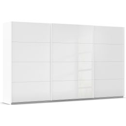 Schwebetürenschrank Rauch "Kleiderschrank Schrank Garderobe AGORDO mit Glasfront" Schränke Gr. B/H/T: 360 cm x 210 cm x 62 cm, 3 St., weiß (alpinweiß, glas kristallweiß) durchdachte Innenausstattung, in 4 Breiten und 2 Höhen MADE IN GERMANY