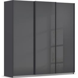 Schwebetürenschrank Rauch "Kleiderschrank Schrank Garderobe AGORDO mit Glasfront" Schränke Gr. B/H/T: 203 cm x 210 cm x 62 cm, 3 St., grau (graumetallic, glas basalt) durchdachte Innenausstattung, in 4 Breiten und 2 Höhen MADE IN GERMANY