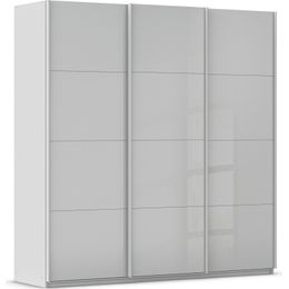 Schwebetürenschrank Rauch "Kleiderschrank Schrank Garderobe AGORDO mit Glasfront" Schränke Gr. B/H/T: 203 cm x 210 cm x 62 cm, 3 St., grau (seidengrau, glas seidengrau) durchdachte Innenausstattung, in 4 Breiten und 2 Höhen MADE IN GERMANY