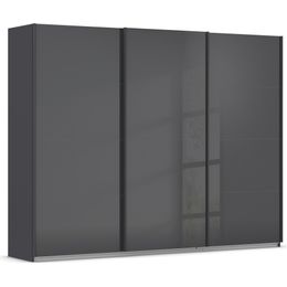 Schwebetürenschrank Rauch "Kleiderschrank Schrank Garderobe AGORDO mit Glasfront" Schränke Gr. B/H/T: 271 cm x 210 cm x 62 cm, 3 St., grau (graumetallic, glas basalt) durchdachte Innenausstattung, in 4 Breiten und 2 Höhen MADE IN GERMANY