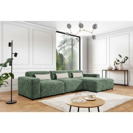 Ecksofa rolia max L-Form Polstercouch mit Ottomane EM15-1 Grün - Furnix