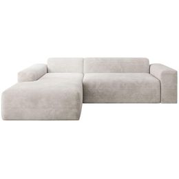 Sofa Vals Links mit peso Stoff - L-Form Couch für Wohnzimmer - Ecksofa modern, bequem, klein - Eckcouch Sitzer - Cordsofa Beige - Juskys