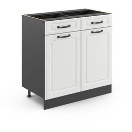 VICCO - Küchenunterschrank R-Line, Weiß Landhaus, 80 cm ohne Arbeitsplatte