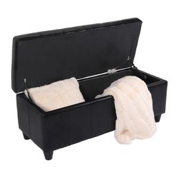 MCW Aufbewahrungs-Truhe Sitzbank Arezzo, Leder + Kunstleder, 112x45x45cm MVG-zertifiziert ~ schwarz