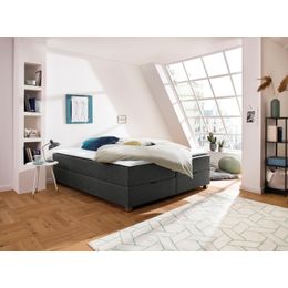 Boxbett Inosign "Alexis", grau (anthrazit), B:180cm L:200cm, Struktur fein (100% Polyester), Komplettbetten, ohne Kopfteil - ideal für Räume mit Dachschrägen; in 4 Breiten