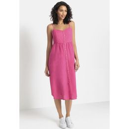 Lascana Sommerkleid pink Gr. 38 für Damen. V-Ausschnitt und Kunststoffknöpfe. Figurumspielend