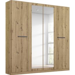 Drehtürenschrank Rauch "Kleiderschrank Schrank Garderobe Garderobenschrank Stauraumwunder MODI" Schränke Gr. B/H/T: 181 cm x 210 cm x 54 cm, Mit Spiegel, braun (eiche artisan) inkl. Stoff-Organizer mit 6 Fächern optionaler Spiegel MADE IN GERMANY