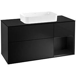 Villeroy & Boch Villeroy und Boch Finion Waschtischunterschrank G302PDPD 120cm, Abdeckplatte black matt, Emotion, Regal rechts Black matt lacquer, Black matt lacquer