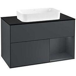 Villeroy & Boch Villeroy und Boch Finion Waschtischunterschrank G252HGHG 100cm, Abdeckplatte black matt, Emotion, Regal rechts Midnight Blue Matt Lacquer, Midnight Blue Matt Lacquer