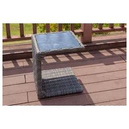 OUTFLEXX Beistelltisch, grau, Polyrattan, 45 x 45 x 50 cm, Tischplatte Spraystone, innenliegend