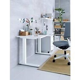 Home Office Tisch, Rechteck, C-Fuß, B 1200 x T 600 x H 735 mm, weiß/weiß