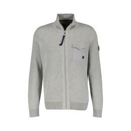 Strickjacke Lerros "Lerros Strickjacke, kernige Optik" Gr. 4XL, grau (platinum grey m) Herren Strickjacken