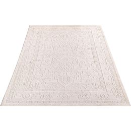 Teppich Paco Home "Rimini 413" Teppiche Gr. B/L: 240 cm x 340 cm, 4 mm, 1 St., beige (creme) Flachgewebe, Uni Farben, Hoch-Tief Effekt, In- und Outdoor geeignet