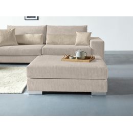 Polsterhocker Home Affaire "Vasco", beige, H:40cm T:86cm, 100% Polyester, Hocker, inkl. komfortablen Federkerns, frei im Raum stellbar