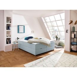 Boxbett Inosign "Alexis", blau (petrol), B:160cm L:200cm, Struktur fein (100% Polyester), Komplettbetten, ohne Kopfteil - ideal für Räume mit Dachschrägen; in 4 Breiten