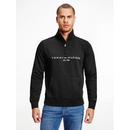 Sweatshirt Tommy Hilfiger "TOMMY LOGO MOCKNECK" Gr. L, schwarz (black) Herren Sweatshirts