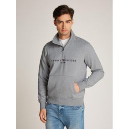 Sweatshirt Tommy Hilfiger "TOMMY LOGO MOCKNECK" Gr. XL, grau (medium grey heather) Herren Sweatshirts