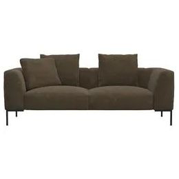 3-Sitzer FLEXLUX "Sava" Sofas Gr. B/H/T: 243 cm x 94 cm x 97 cm, Lederoptik, braun (camel brown) Taschenferderkern-Sitz mit Kaltschaum, lose Rücken- & Dekokissen