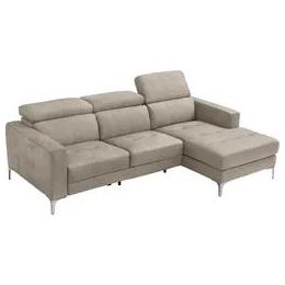 Ecksofa Egoitaliano "Matt, erstklassiger Sitzkomfort, aufwendige Detailverarbeitung, L-Form" Sofas Gr. B/H: 247cm x 100cm, Luxus-Microfaser Lederoptik, Recamiere rechts, grau (opal grau) mit verstellbaren Kopfteilen zum Relaxen