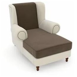 Ohrensessel Max Winzer "Madeleine, Relaxsessel, Designsessel mit hohem Sitzkomfort" Sessel Gr. Samtvelours, Korpus: Samtvelours creme-Füße Buche Nussbaum, B/H/T: 100cm x 102cm x 138cm, beige (sahara) Samtvelours Bezug in vielen Farbkombinationen