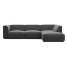 Ecksofa RAUM.ID "Merid jederzeit durch Module erweiterbar L-Form" Sofas Gr. B/H/T: 295cm x 70cm x 162cm, Samtoptik, Ottomane rechts, grau (anthrazit) als Modul oder separat verwendbar, für individuelle Zusammenstellung