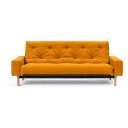 Schlafsofa INNOVATION LIVING TM "MIMER hochwertige Schlaffunktion, aktuelles Design und extra Komfort" Sofas Gr. T: 100 cm, Struktur fein ELEGANCE, gelb (burned curry 507, elegance) Taschenfederkernmatratze, Breite Liegefläche 140 cm