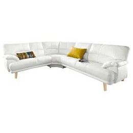 Polsterecke Trendmanufaktur "Cecilia, italienisches Designsprache, modern und komfortabel, L-Form" Sofas Gr. B/H/T: 280cm x 87cm x 240cm, NaturLEDER Madras, langer Schenkel rechts, langer Schenkel rechts, weiß (altweiß) toller Sitzkomfort und bequeme Armlehnen