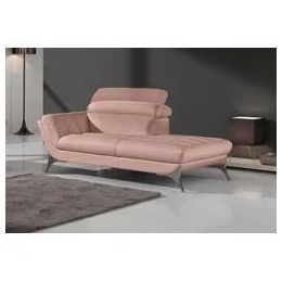 Recamiere Egoitaliano "Sueli, extravagantes Design und erstklassiger Sitzkomfort" Sofas Gr. B/H/T: 180cm x 100cm x 110cm, Leder CAREZZA, Recamiere rechts, rosa (rose) Solitärmöbel, hochwertiger Lederbezug, inklusive Kopfteilverstellung