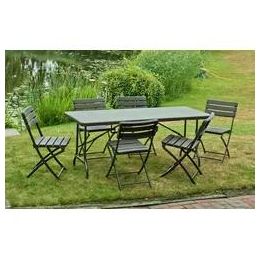 Garten-Essgruppe Garden Pleasure "TABORA" Sitzmöbel-Sets Gr. B/H/T: 180cm x 81cm x 175cm, schwarz (schwarz + schwarz)