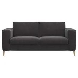 2-Sitzer FLEXLUX "Fiore Designsofa, bequem und komfortabel durch hochwertigen Sitzaufbau" Sofas Gr. B/H/T: 164cm x 85cm x 92cm, Struktur, grau (charcoal gre) breite Armlehnen, Kaltschaum, Füße Alu+ Eiche