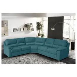 Ecksofa Egoitaliano "Doris, modernes Designerecksofa in hochwertigen Microfaserqualitäten" Sofas Gr. B/H/T: 266cm x 90cm x 246cm, Luxus-Microfaser BLUSH, langer Schenkel rechts, blau (teal) edle Detailverarbeitung, wahlweise fleckenabweisend oder in Lederoptik