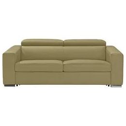 Schlafsofa Egoitaliano "Cabiria, Design und super Sitz- Liegekomfort" Sofas Gr. B/H/T: 226cm x 97cm x 103cm, Leder BULL, grün (pistazie) Sofa inkl. Schlaffunktion, Kopfteile verstellbar, mit Metallfüßen