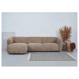 Ecksofa Andas "Ostrup" Sofas Gr. B/H/T: 280cm x 73cm x 152cm, Bouclé, Recamiere links, grau (taupe) schlichtes modernes Design, in verschiedenen Farben