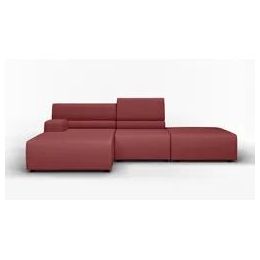 Ecksofa Egoitaliano "Babouche, Designsofa mit außergewöhnlichem Sitzkomfort zum Wohlfühlen" Sofas Gr. B/H/T: 287cm x 80cm x 98cm, Leder BULL, Recamiere links, rot (kirschrot)