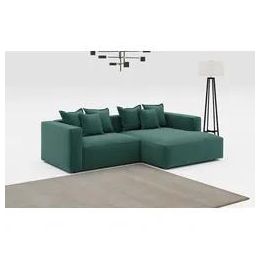 Ecksofa Inosign "L-Form" Sofas Gr. B/H: 284cm x 72cm, Struktur fein, Recamiere rechts, grün (racing green)