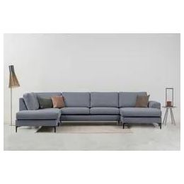 Wohnlandschaft Inosign "Henry" Sofas Gr. B/H/T: 363cm x 84cm x 235cm, Struktur, Ottomane links, grau (light grey) mit Metallbeinen, in modernem Design