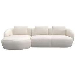 Wohnlandschaft FLEXLUX "Torino, rund, L-Form, Sofa-Ecke mit Recamiere, Longchair-Sofa" Sofas Gr. B/H/T: 276cm x 85cm x 146cm, Boucle, Chaiselongue links, beige (vanilla cream) Modernes, organisches Sofa-Design, Kaltschaum, Wellenunterfederung