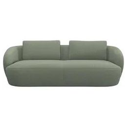 3-Sitzer FLEXLUX "Torino, rund, Couch, Dreisitzer" Sofas Gr. B/H/T: 217cm x 85cm x 102cm, Chenille-Struktur, grün (olive) Modernes, organisches Sofa-Design, Kaltschaum, Wellenunterfederung