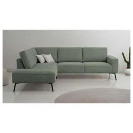 Ecksofa Andas "Vosby" Sofas Gr. B/H/T: 260cm x 85cm x 208cm, Chenille, Ottomane links, grün Breite 260 cm, Chenille, mit dekorativer Kedernaht