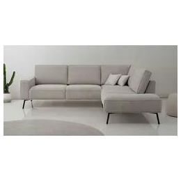 Ecksofa Andas "Vosby" Sofas Gr. B/H/T: 260cm x 85cm x 208cm, Chenille, Ottomane rechts, beige (natural) Breite 260 cm, Chenille, mit dekorativer Kedernaht