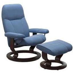 Relaxsessel stressless "Consul" Sessel Gr. Material Bezug, Material Gestell, Ausführung / Funktion, Maße B/H/T, blau (lazuli blau) mit Classic Base, Größe M, Gestell Braun