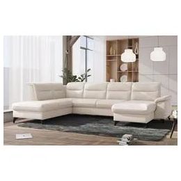 Sit & More Wohnlandschaft SIT & MORE "Astoria U-Form" Sofas Gr. B/H/T: 329cm x 91cm x 225cm, Luxus-Microfaser ALTARA NUBUCK, Ottomane links, ohne Kopfteilverstellung-ohne Armlehnfunktion-ohne Relaxfunktion motorisch im Longchair-ohne Bettfunktion-ohne Stauraum, beige (creme) wahlweise mit motorischer Relaxfunktion