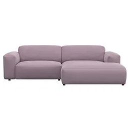 Ecksofa FLEXLUX "Lucera Chaislongue rechts oder links" Sofas Gr. B/H/T: 257cm x 73cm x 171cm, Struktur, Chaiselongue rechts, lila (soft lavender) modern & anschmiegsam, Kaltschaum, Stahl-Wellenunterfederung